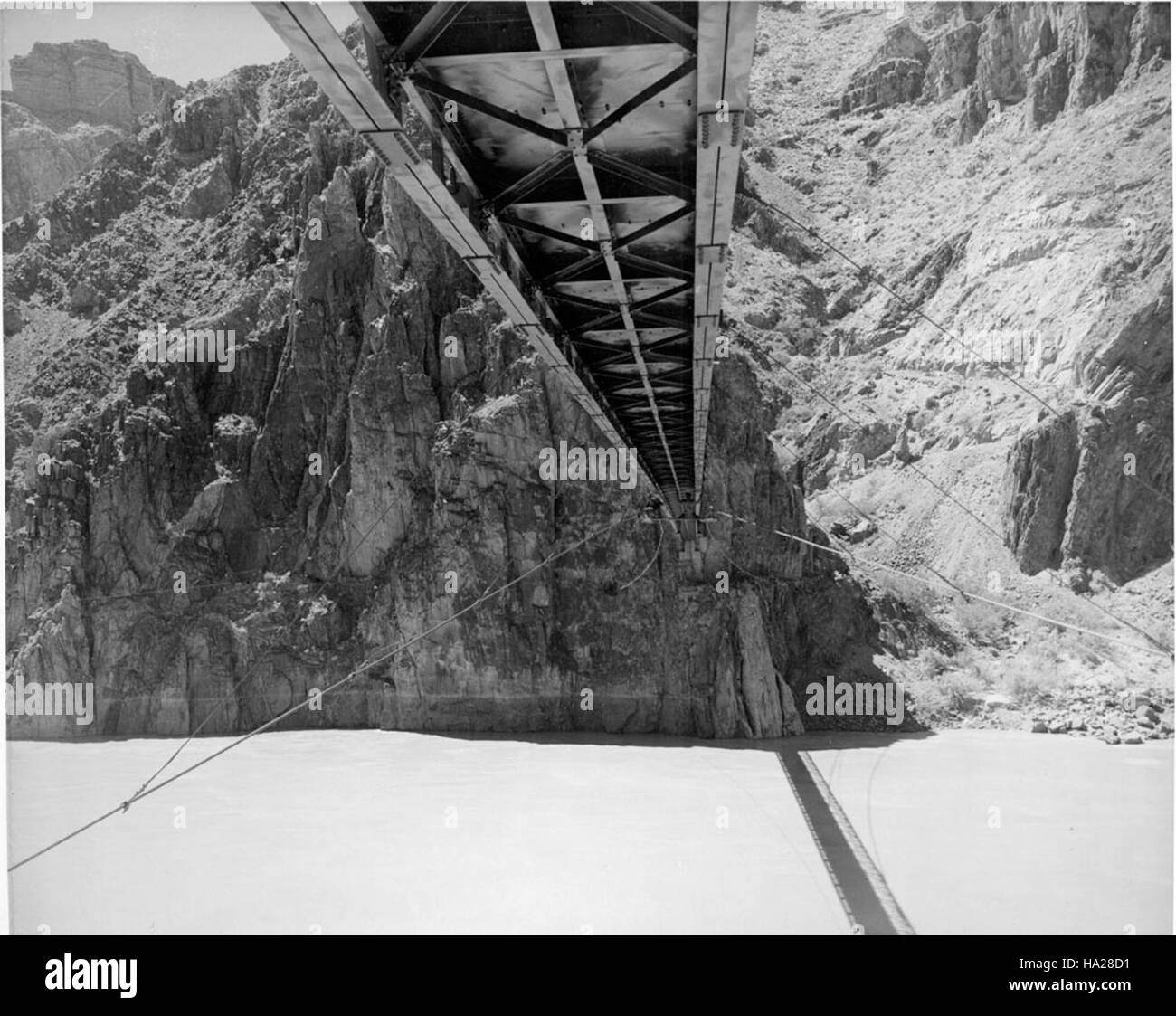 The historic Kaibab Trail Suspension Bridge, located within Grand ...