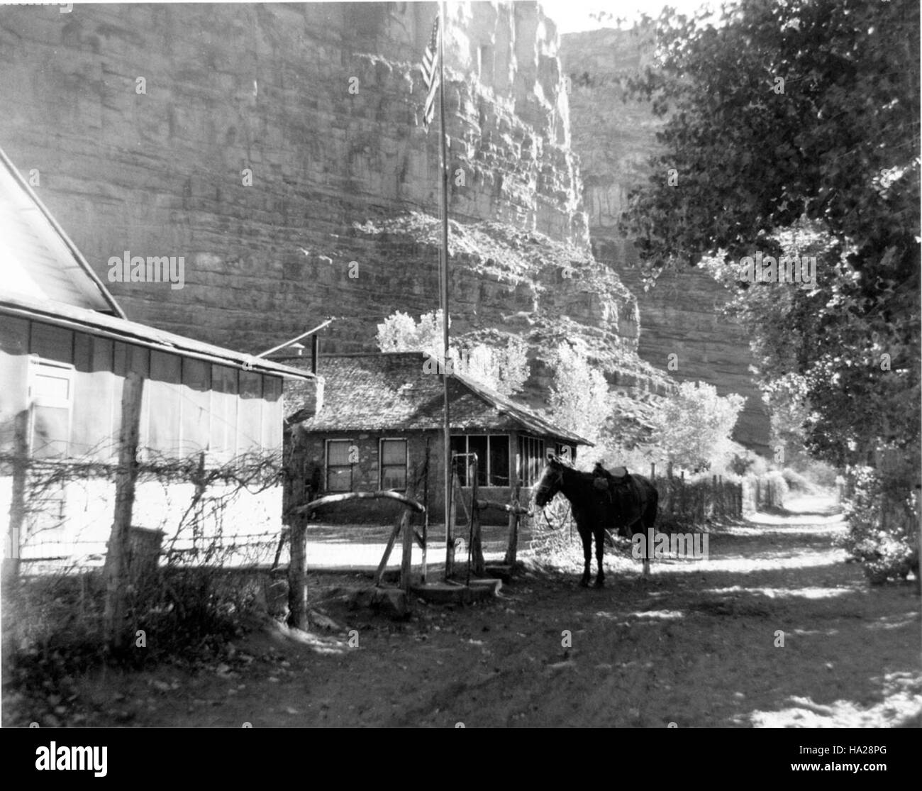 The Havasupai Tourist Lodge, pictured in 1961, reflects early tourism ...