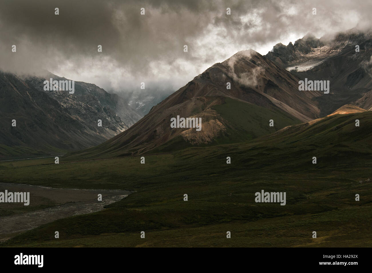 Polychrome Glacier, located in Denali National Park, is revealed as a ...