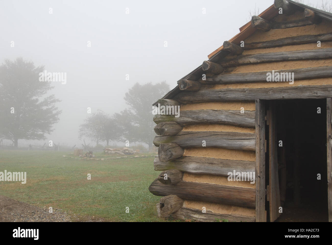 A foggy autumn morning at Valley Forge National Historical Park ...
