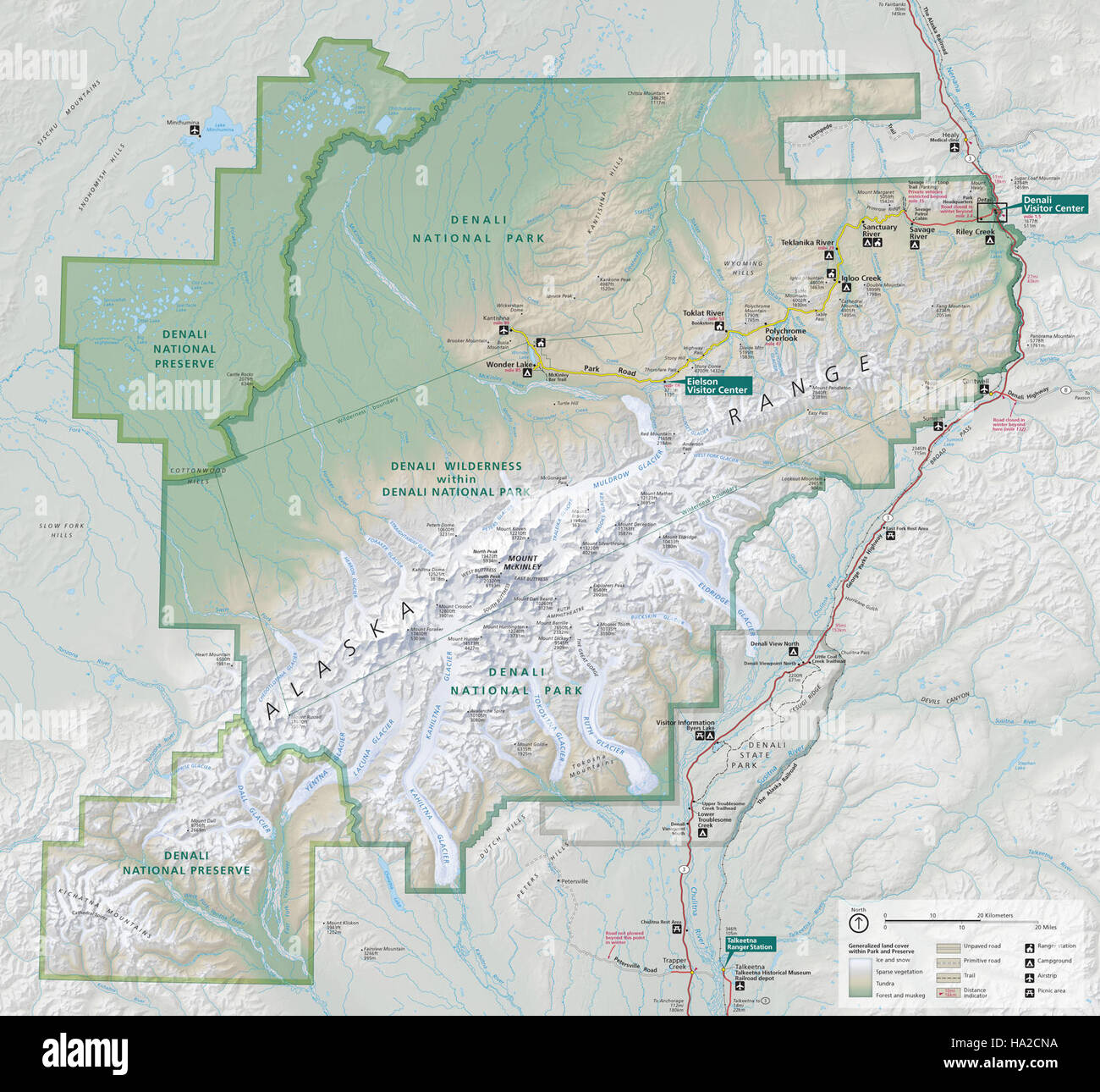 The Denali Park Map from 2011 provides an overview of Denali National ...
