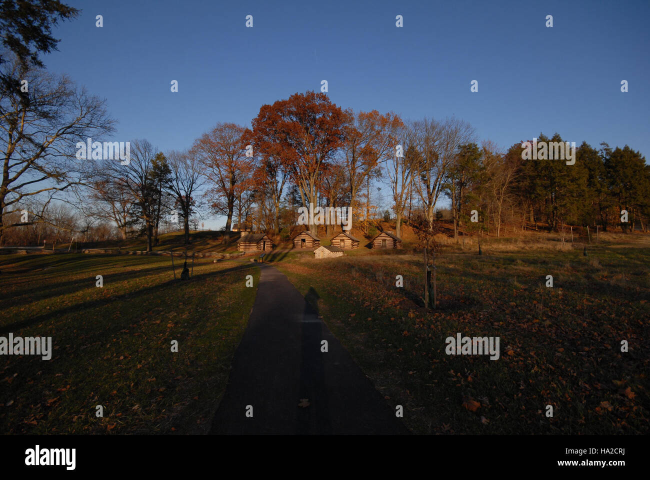 This image shows the historic guard huts at Valley Forge National Park ...