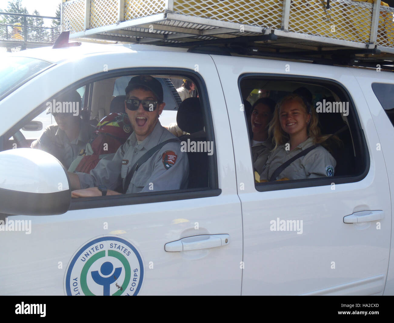 Youth Conservation Corps (YCC) members work together in Yellowstone ...