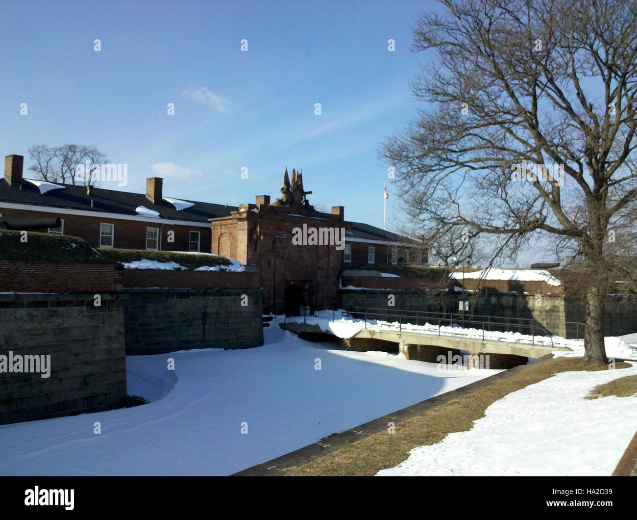 A photograph from Fort Jay on Governors Island shows the fort’s winter ...