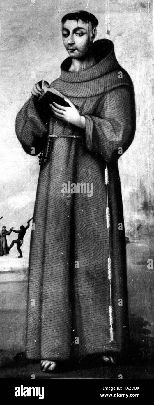 This historic painting depicts Father Garces, a missionary who explored ...