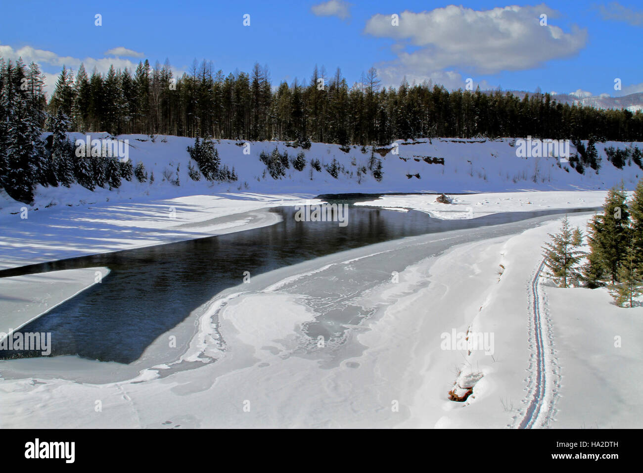 Ski tracks on the Glacier National Park slopes demonstrate the park’s ...