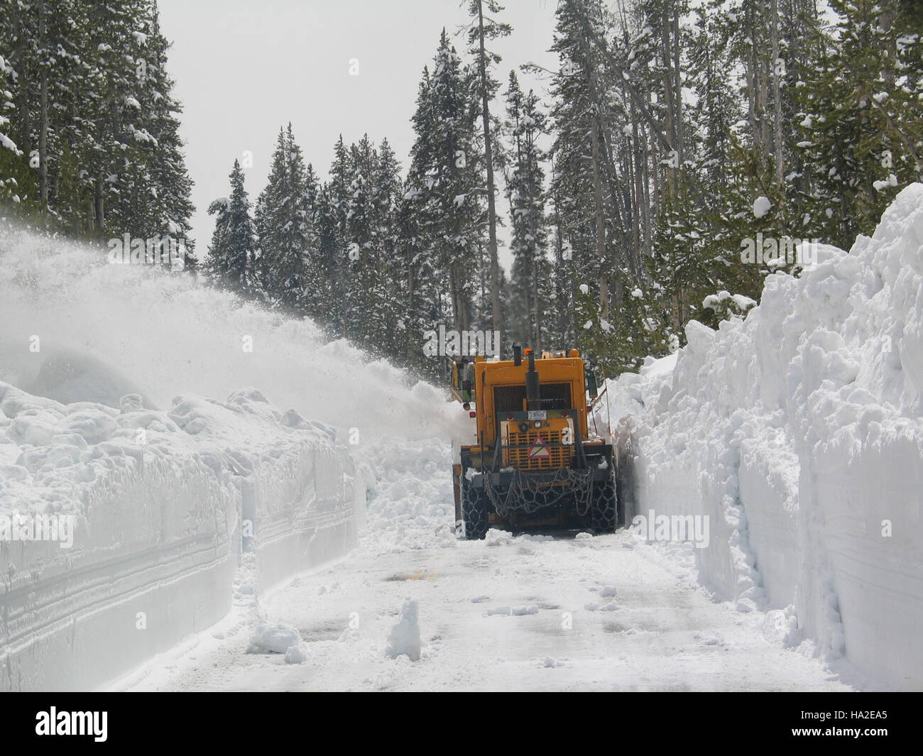 At Lewis River, snow is being cleared by a snow blower, highlighting ...