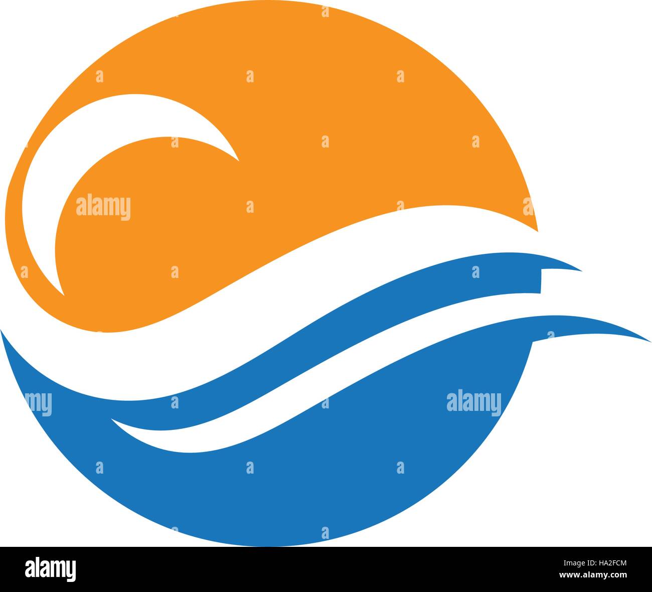 Vector Logo with yellow sun and blue sea waves. Vector logotype Stock ...