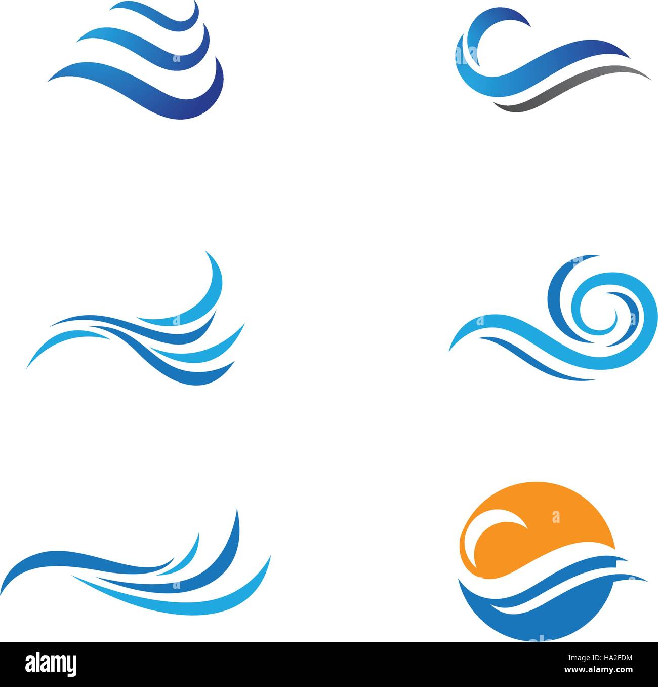 Vector Logo with yellow sun and blue sea waves. Vector logotype Stock ...
