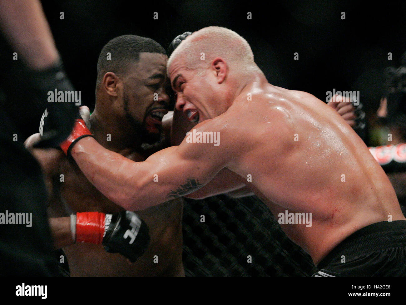 Tito Ortiz, right, fights Rashad Evans during UFC 73 at the Arco Arena ...