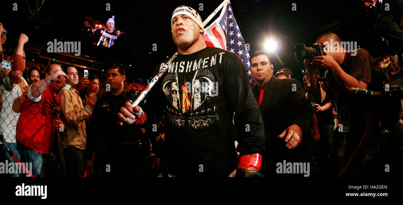 Tito Ortiz enters the arena with the American flag during UFC 73 at the ...