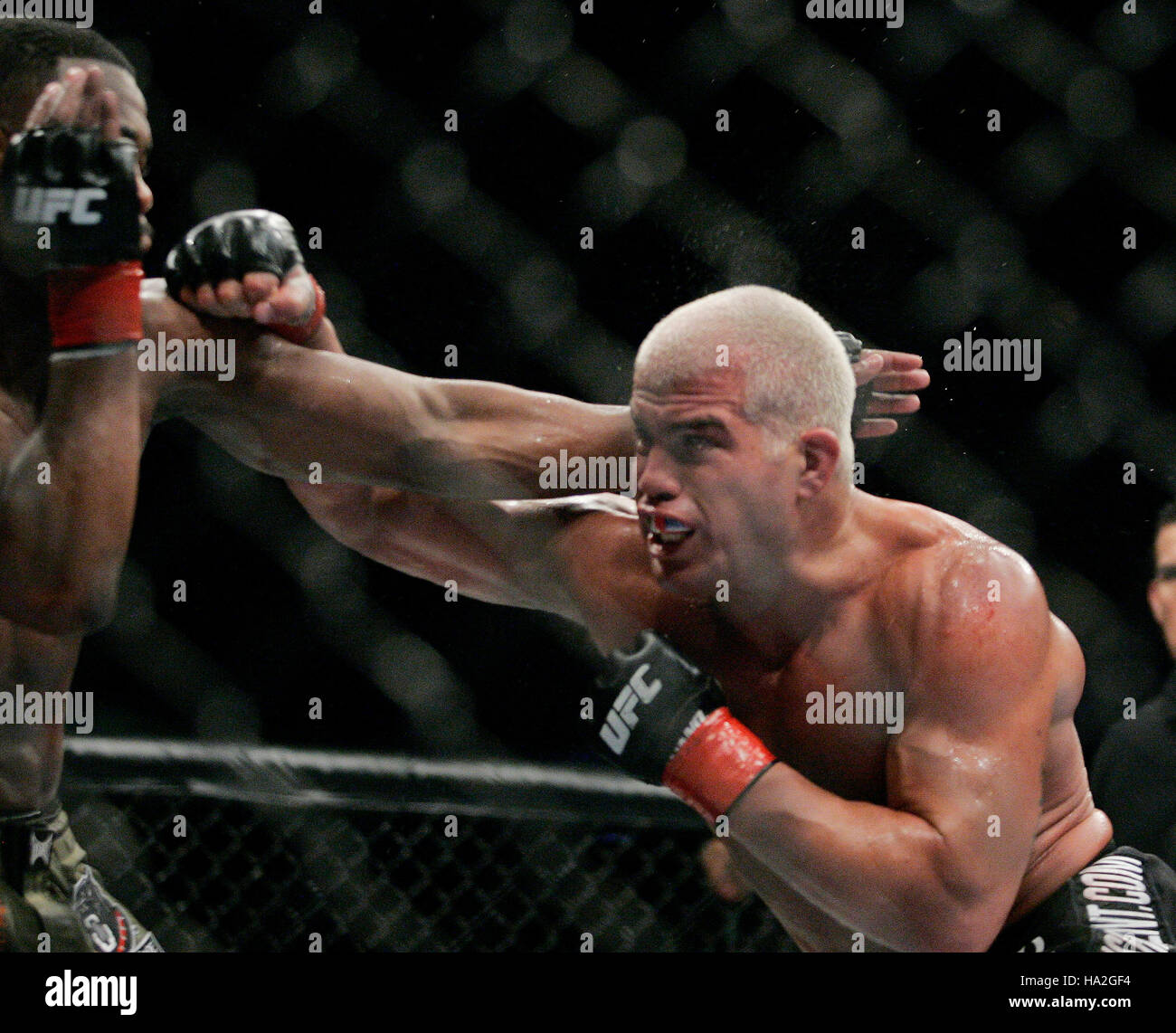 Tito Ortiz, right, fights Rashad Evans during UFC 73 at the Arco Arena ...