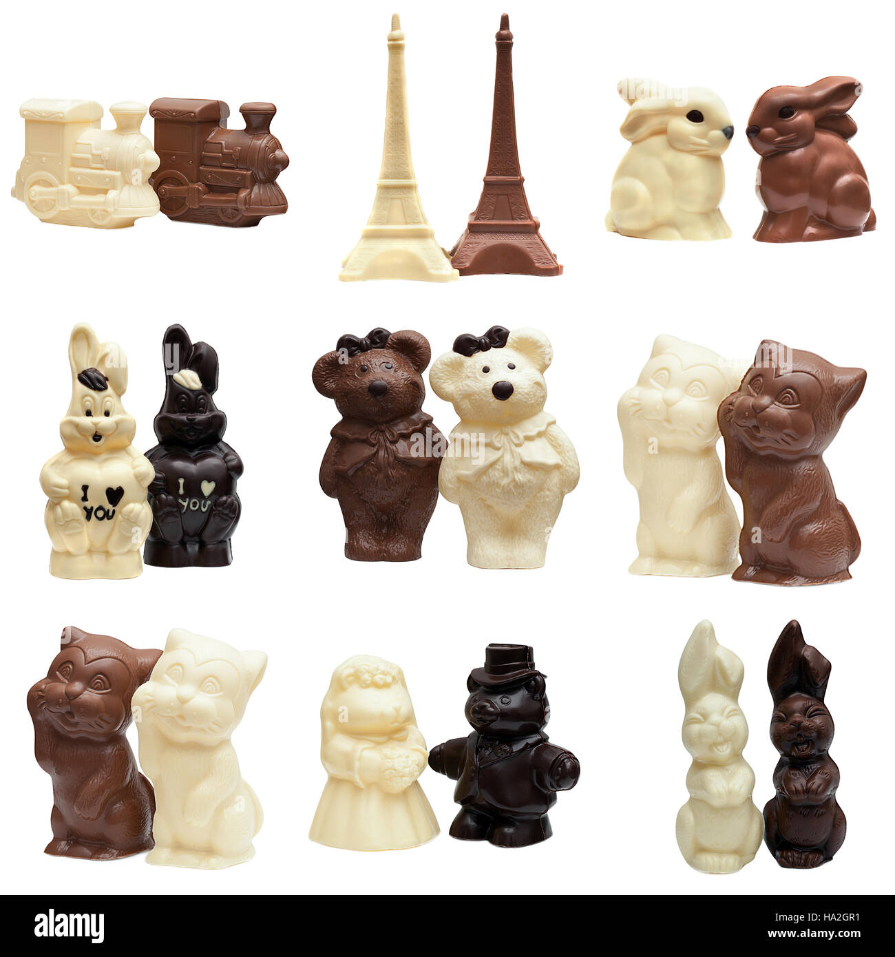 Collection of chocolate gifts. Studio image, isolated on white Stock ...