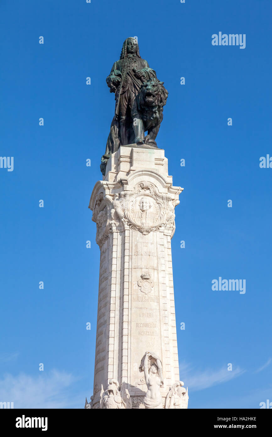Marques de Pombal Square and Monument in Lisbon, placed in the center ...