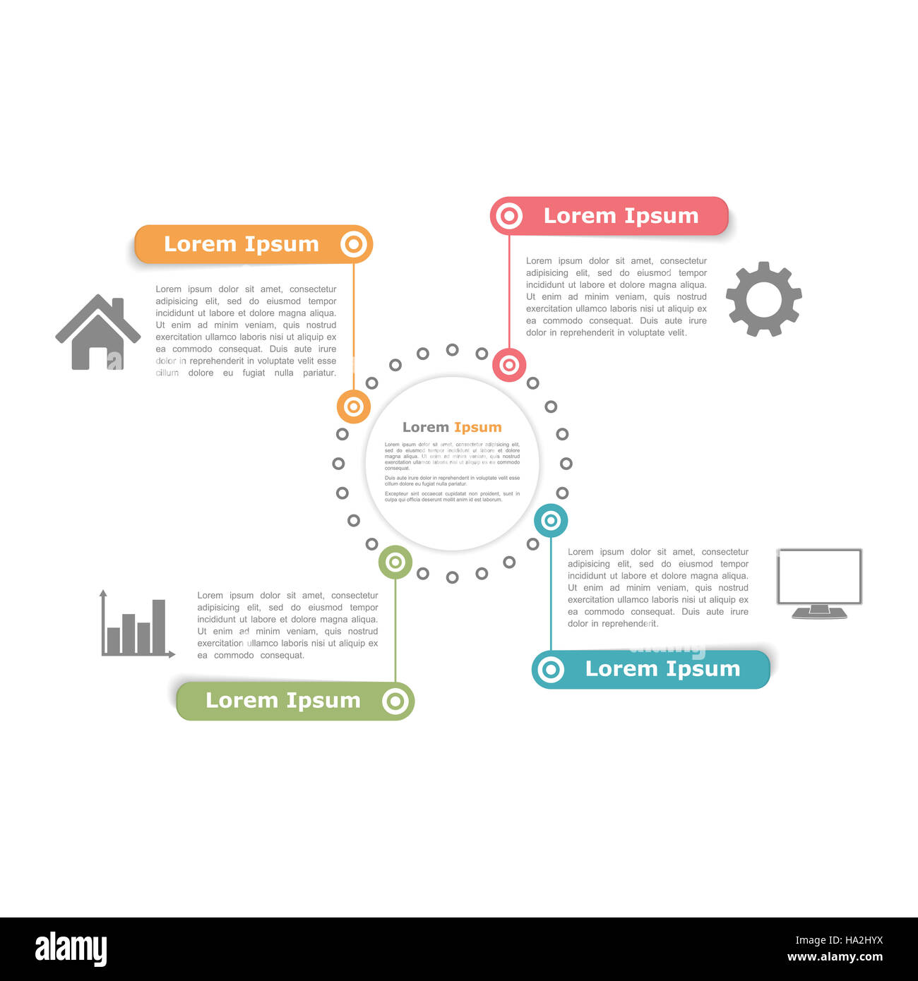 Circle diagram design template with four elements Stock Photo - Alamy
