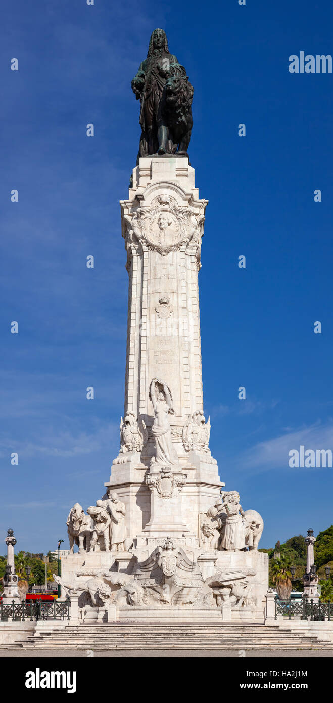 Marques de Pombal Square and Monument in Lisbon, placed in the center ...