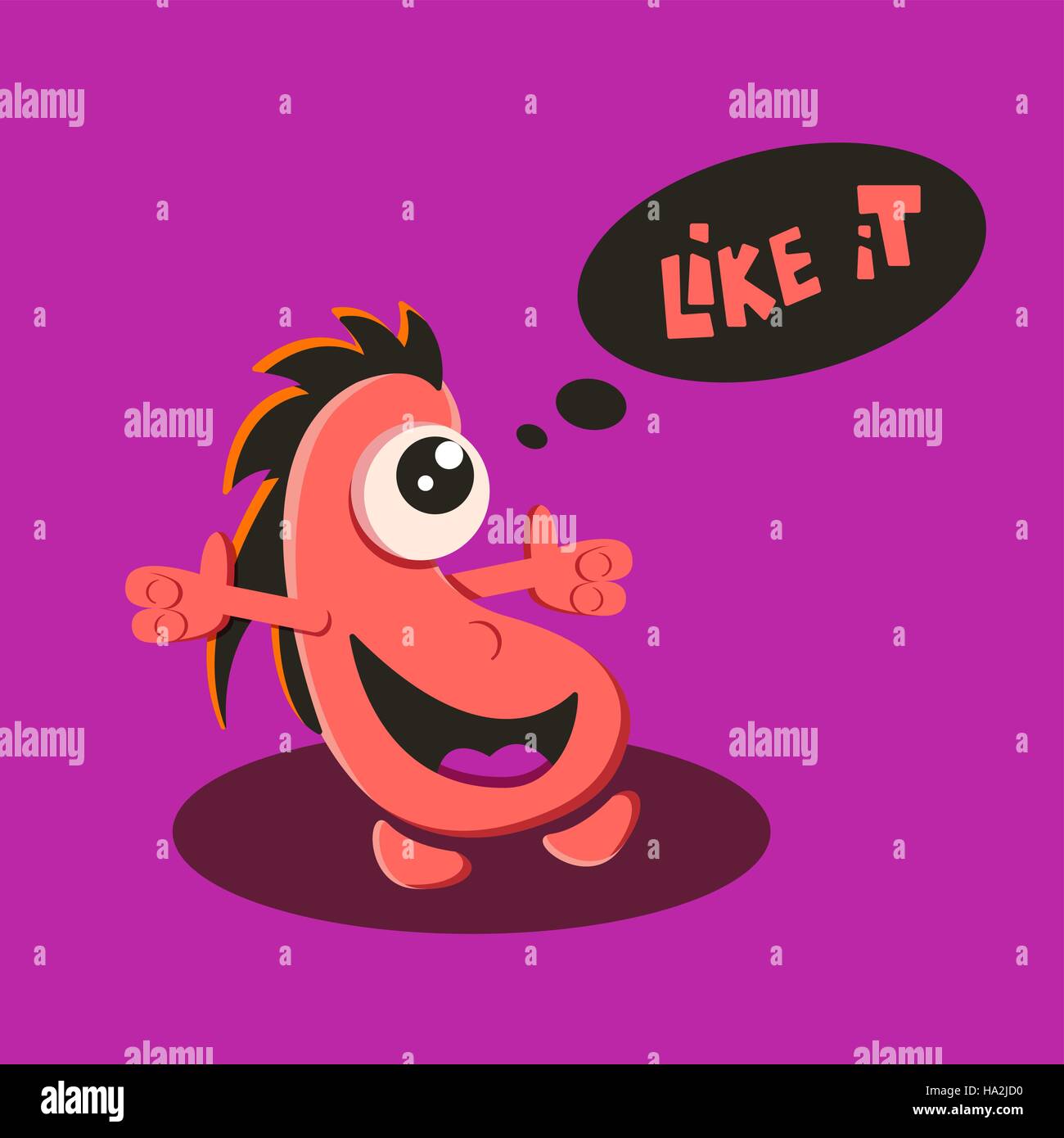 like it text speech bubble with funny dancing character monster. humor ...
