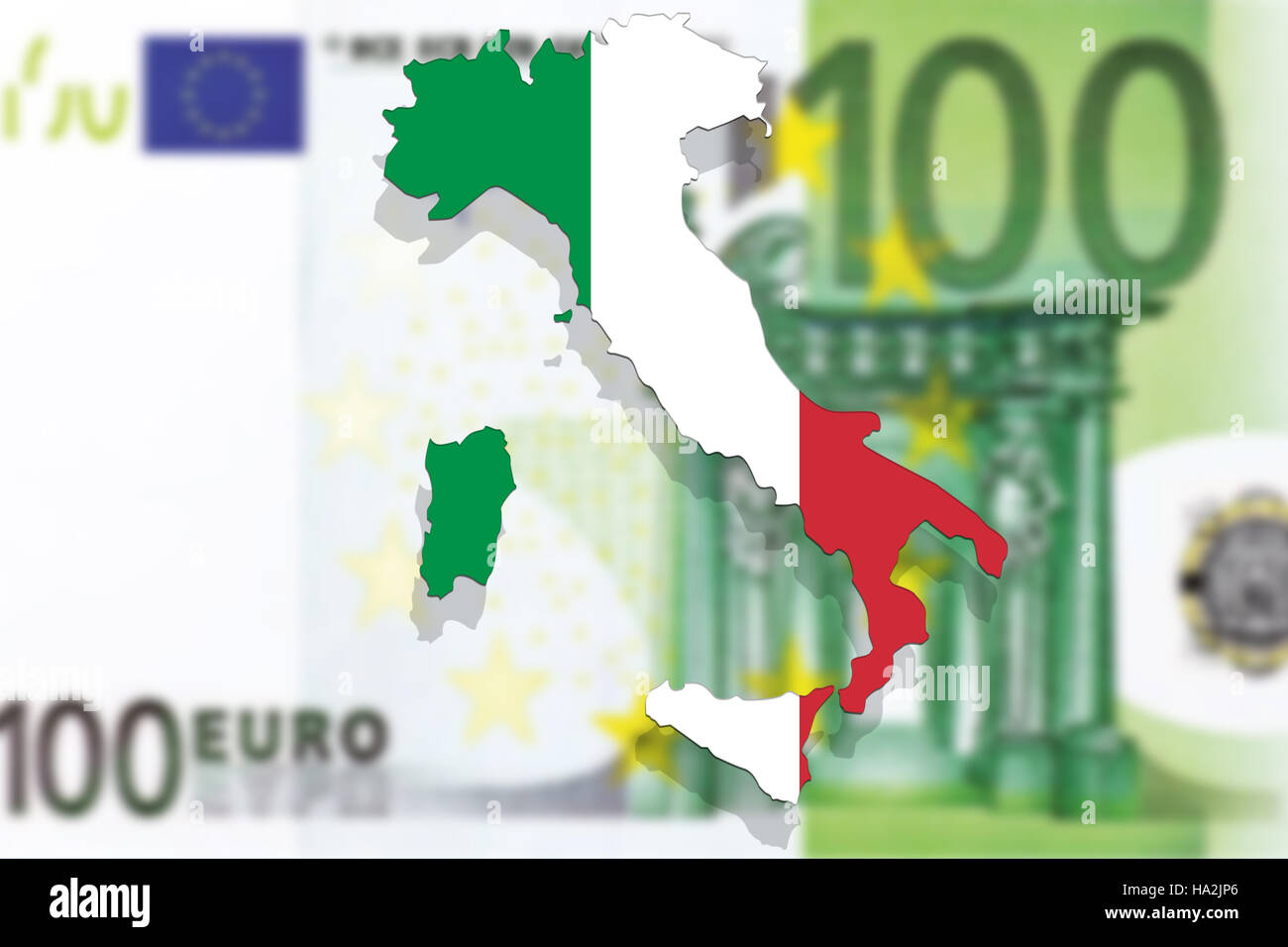 Italy map and flag on Euro money background Stock Photo - Alamy