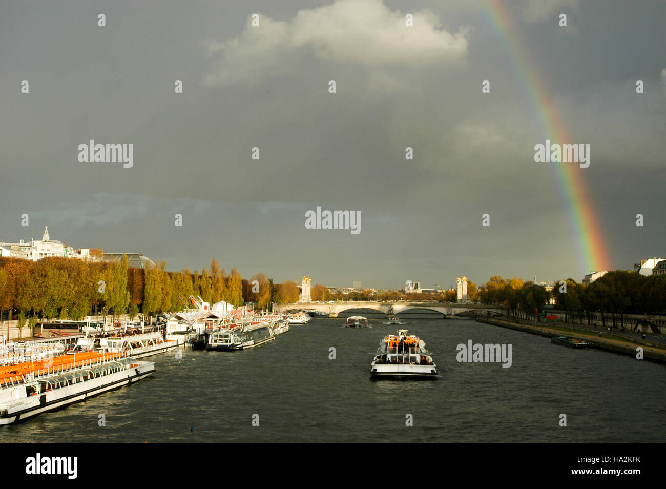 Rainbow over the river seine hi-res stock photography and images - Alamy