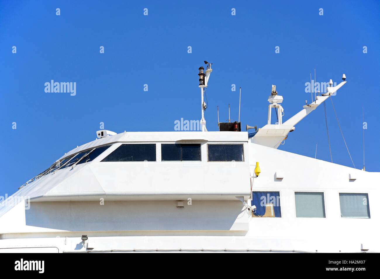 Close up of the bridge on the Seajets monohull high speed passenger ...
