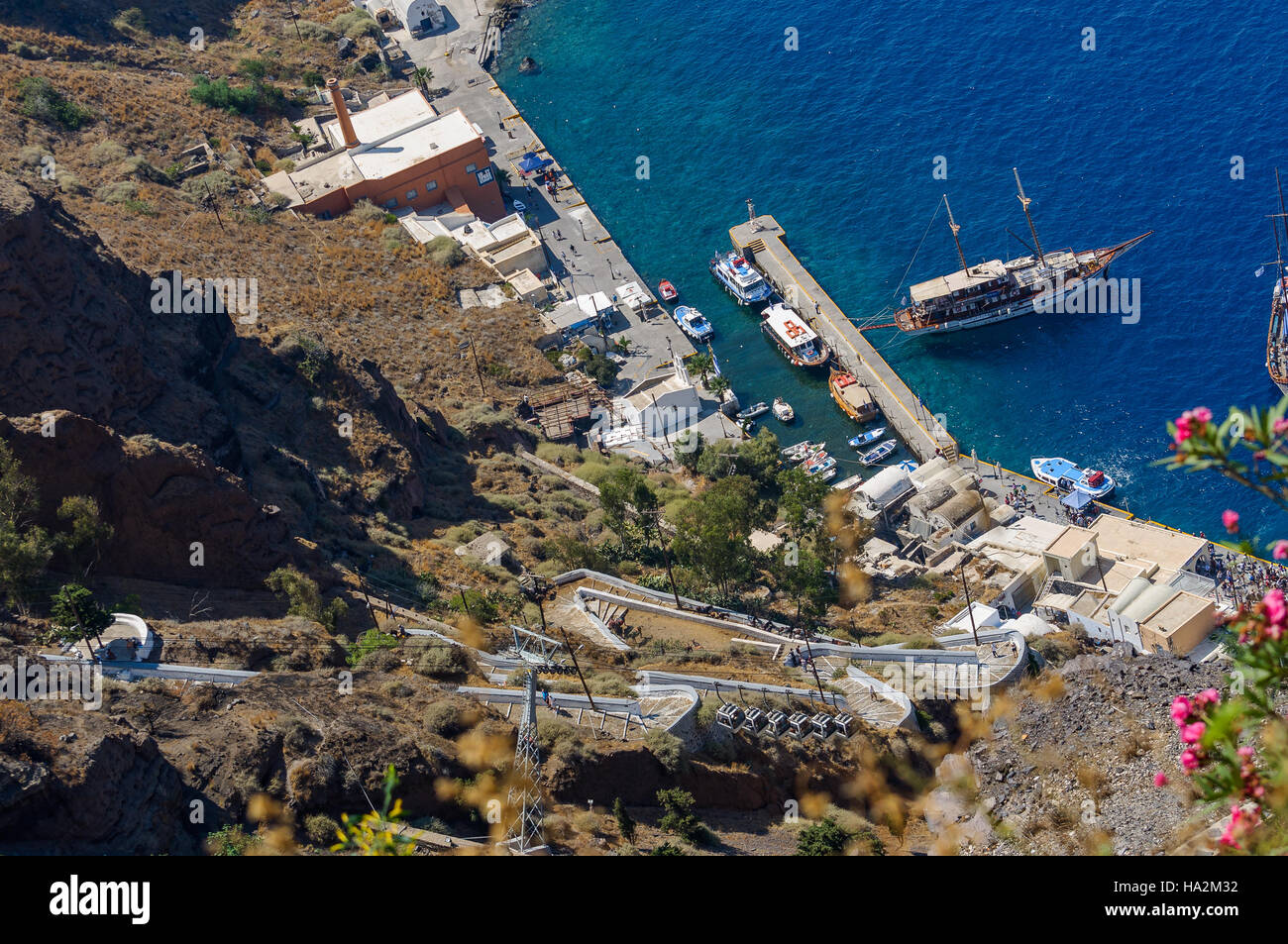 Old harbour of thira on santorini island hi-res stock photography and ...