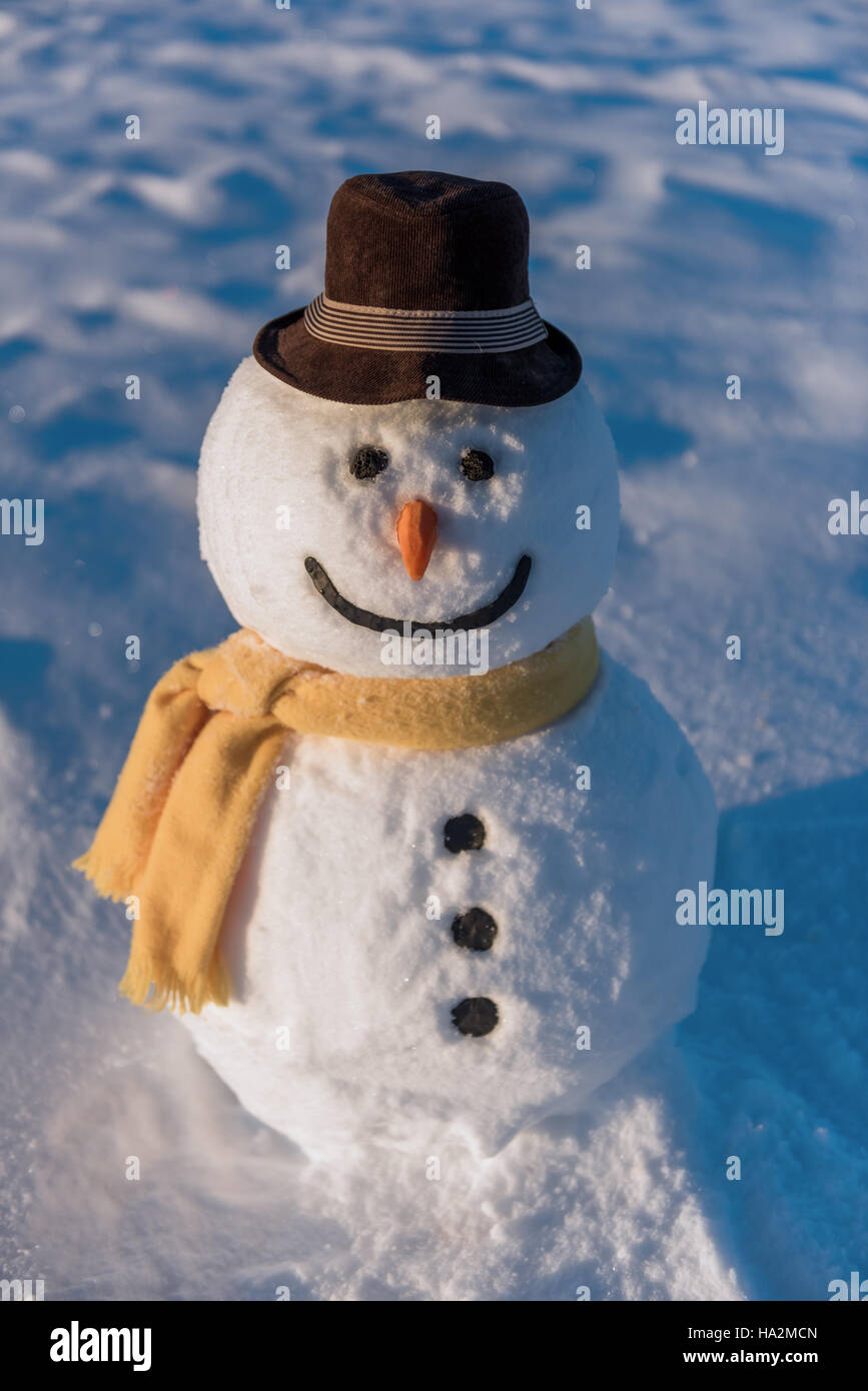 snowman on blue sky background Stock Photo - Alamy