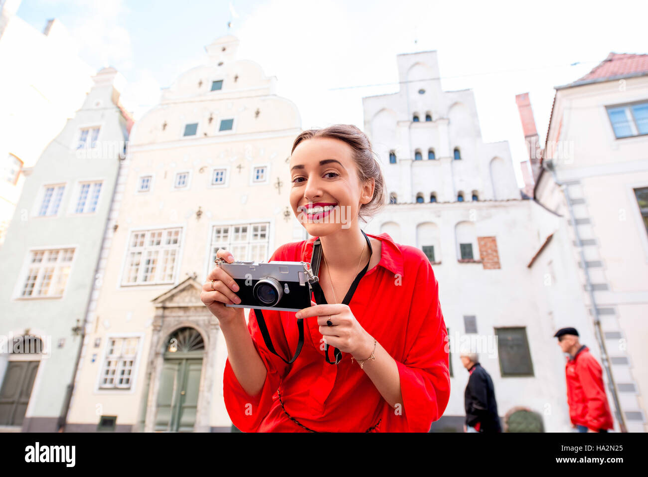Woman traveling in Riga Stock Photo - Alamy