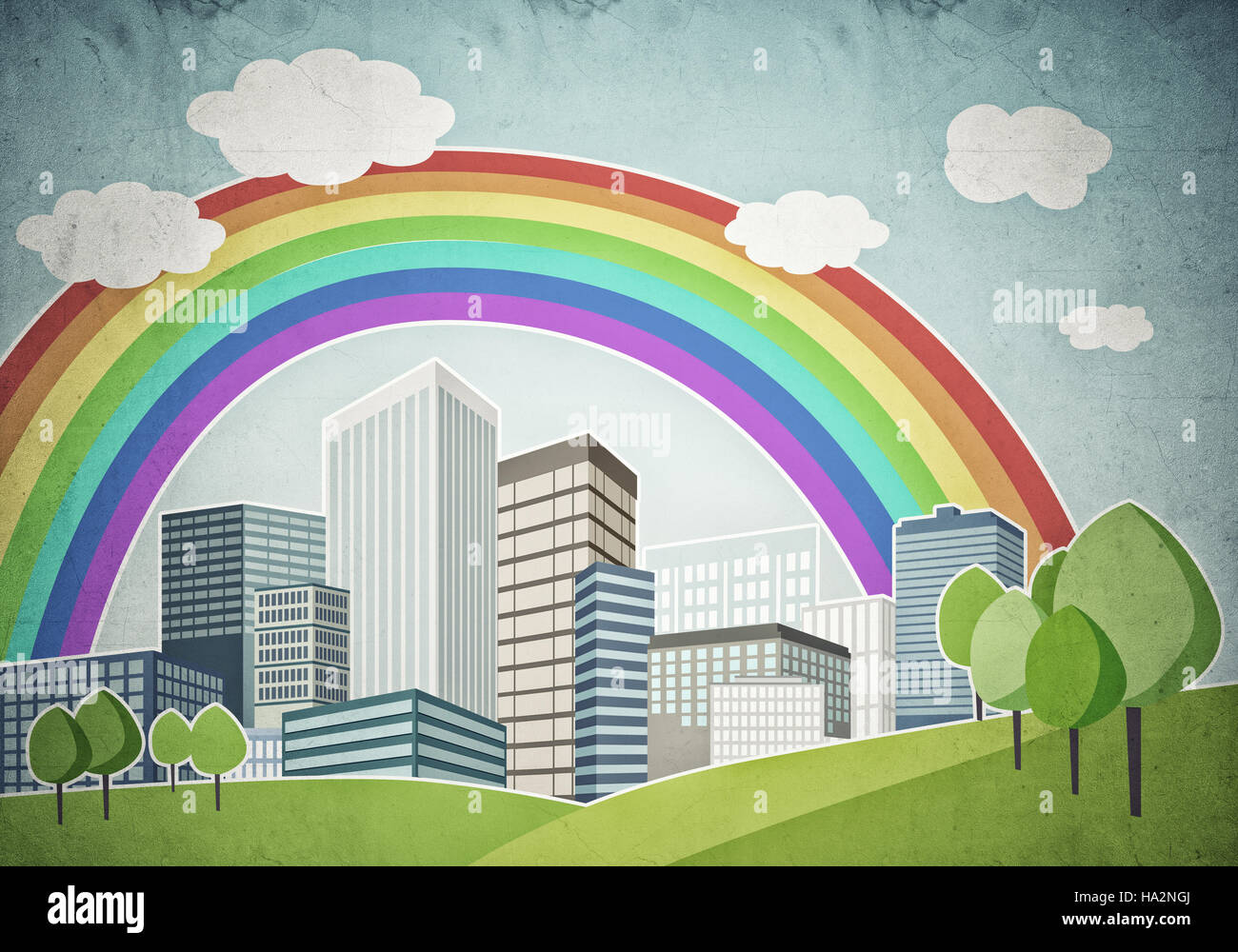 Illustration of cityscape with fancy buildings and skyscrapers Stock ...