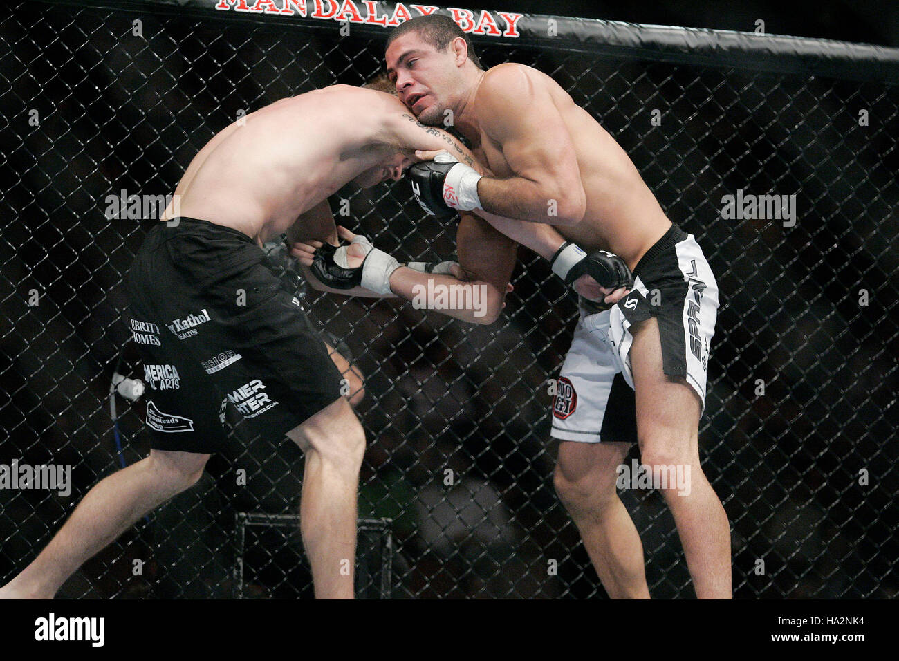 Ryan Jensen, left, fights Thales Leites at UFC 74 during a mixed ...
