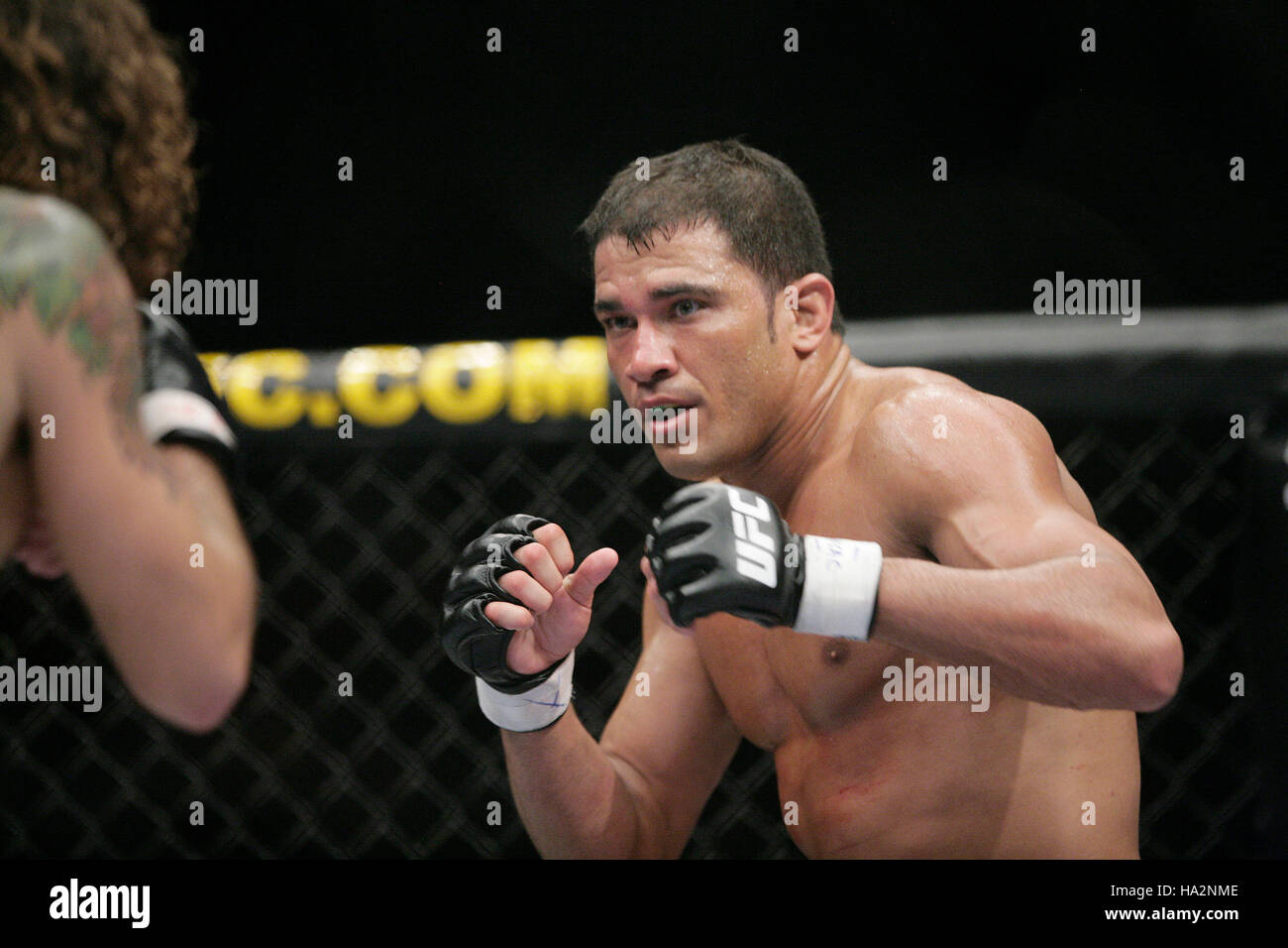 Marcus Aurelio, right, fights Clay Guida at UFC 74 during a mixed ...