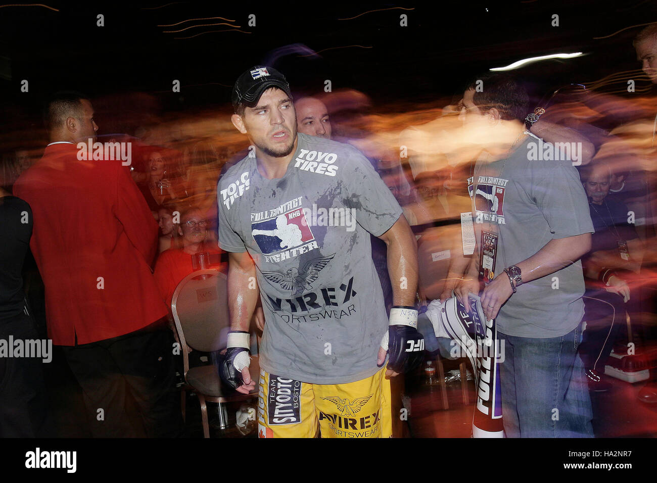 Patrick Cote after his victory over Kendall Grove at UFC 74 during a ...