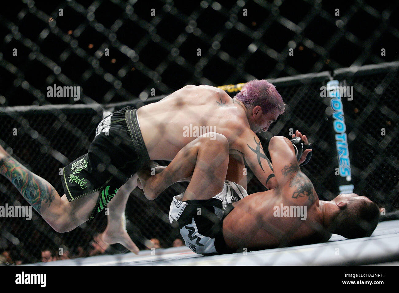 Joe Stevenson, bottom, fights Kurt Pellegrino at UFC 74 during a mixed ...