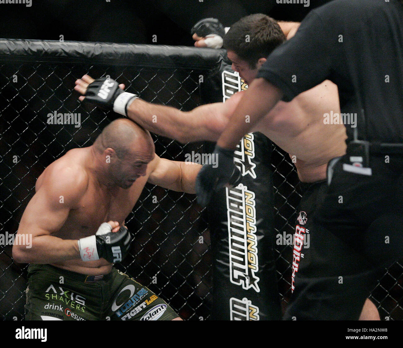 Randy Couture, left, fights Gabriel Gonzaga at UFC 74 during a mixed ...