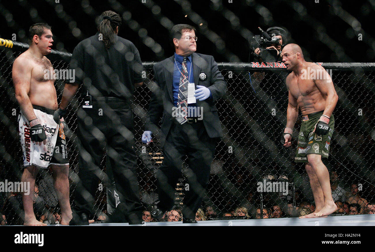 Randy Couture, right, fights Gabriel Gonzaga at UFC 74 during a mixed ...