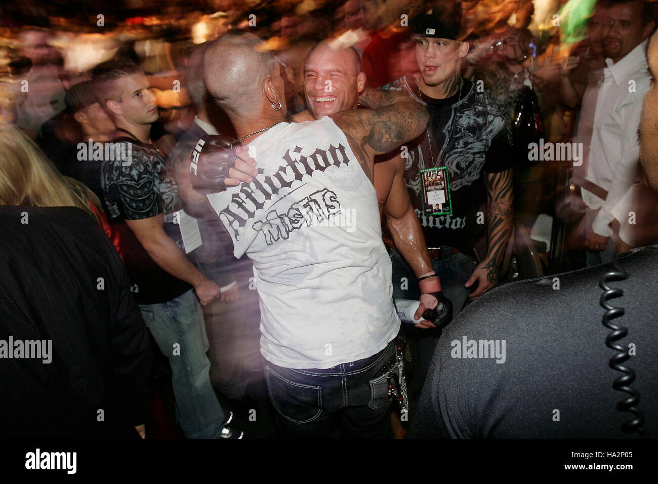 Randy Couture gets a hug after his victory over Gabriel Gonzaga at UFC ...