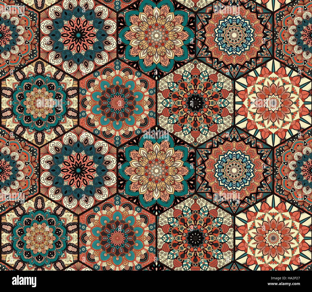 Tiles Pattern Mandala Blue Brown Stock Vector Image & Art - Alamy