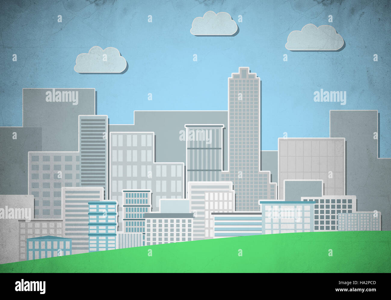 Illustration of cityscape with fancy buildings and skyscrapers Stock ...