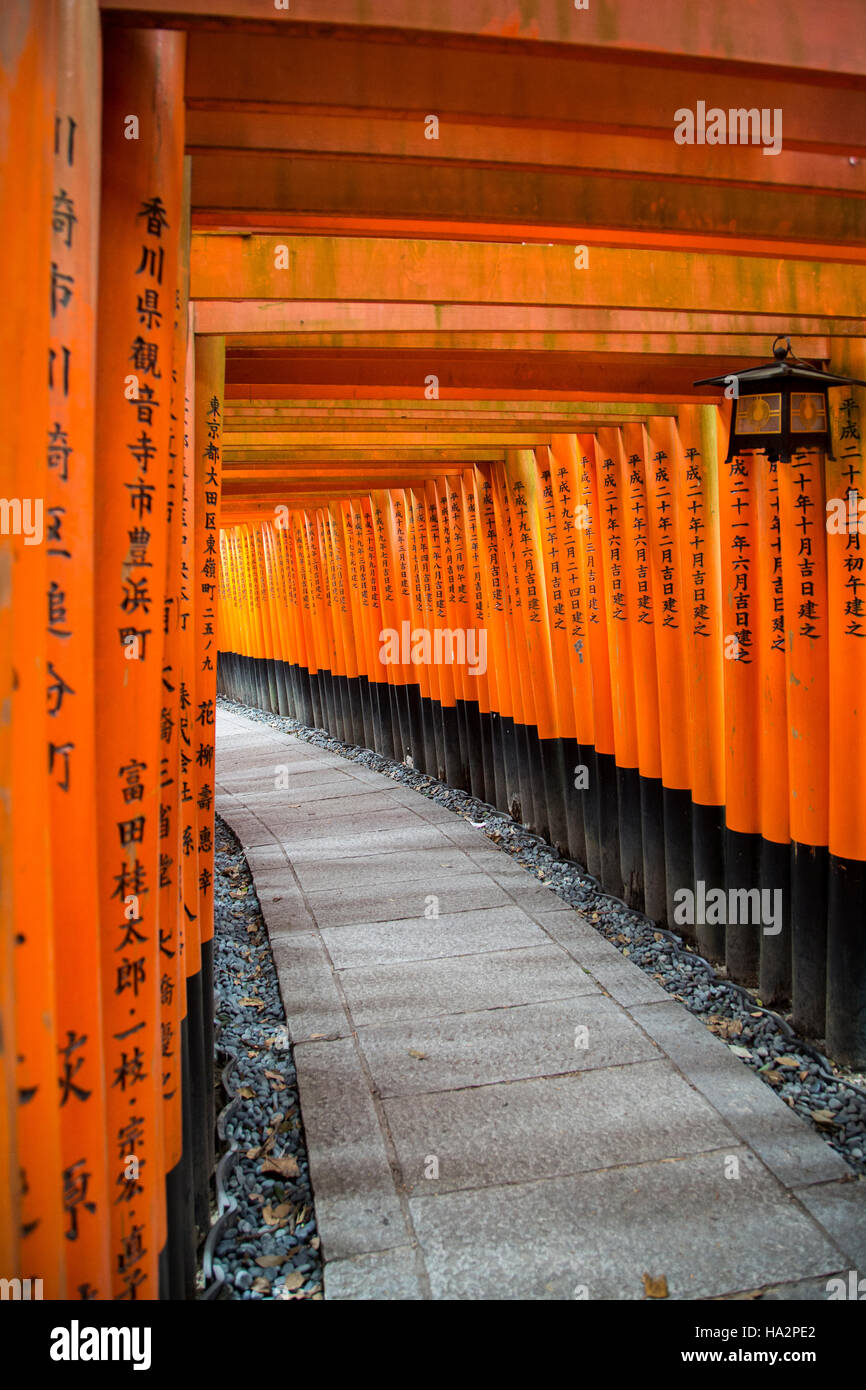 Walkway in Fushimi Inari shrine in Kyoto, Japan Stock Photo - Alamy