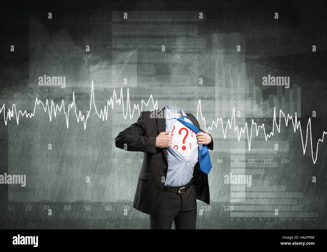 Headless businessman in black suit acting like super hero Stock Photo ...