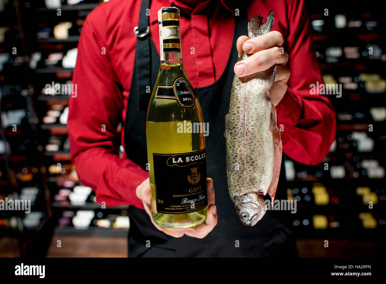 Fish and wine Stock Photo - Alamy