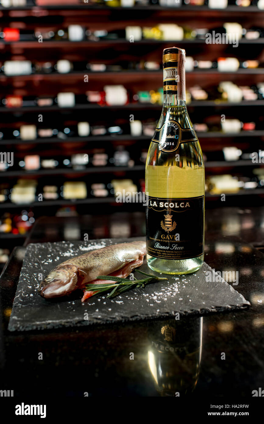 Fish and wine Stock Photo - Alamy