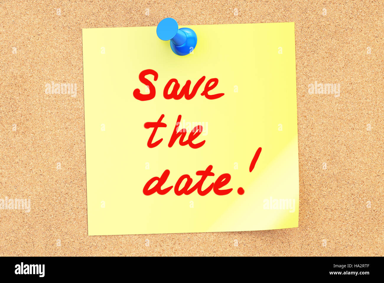 Save The Date text on a sticky note. 3D rendering Stock Photo - Alamy