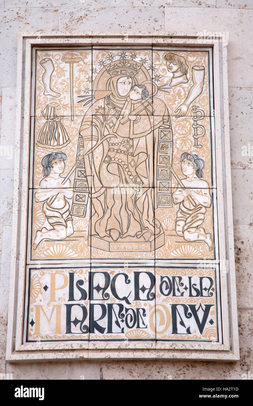 Mare de Deu Square Sign, Valencia, Spain Stock Photo - Alamy