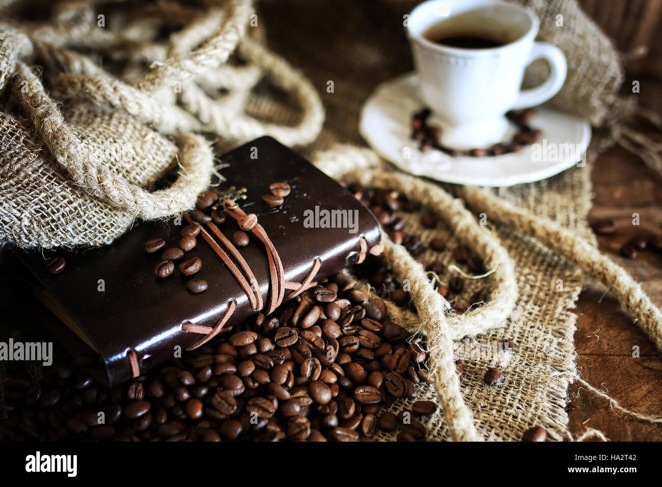 coffee bean on textile background Stock Photo - Alamy