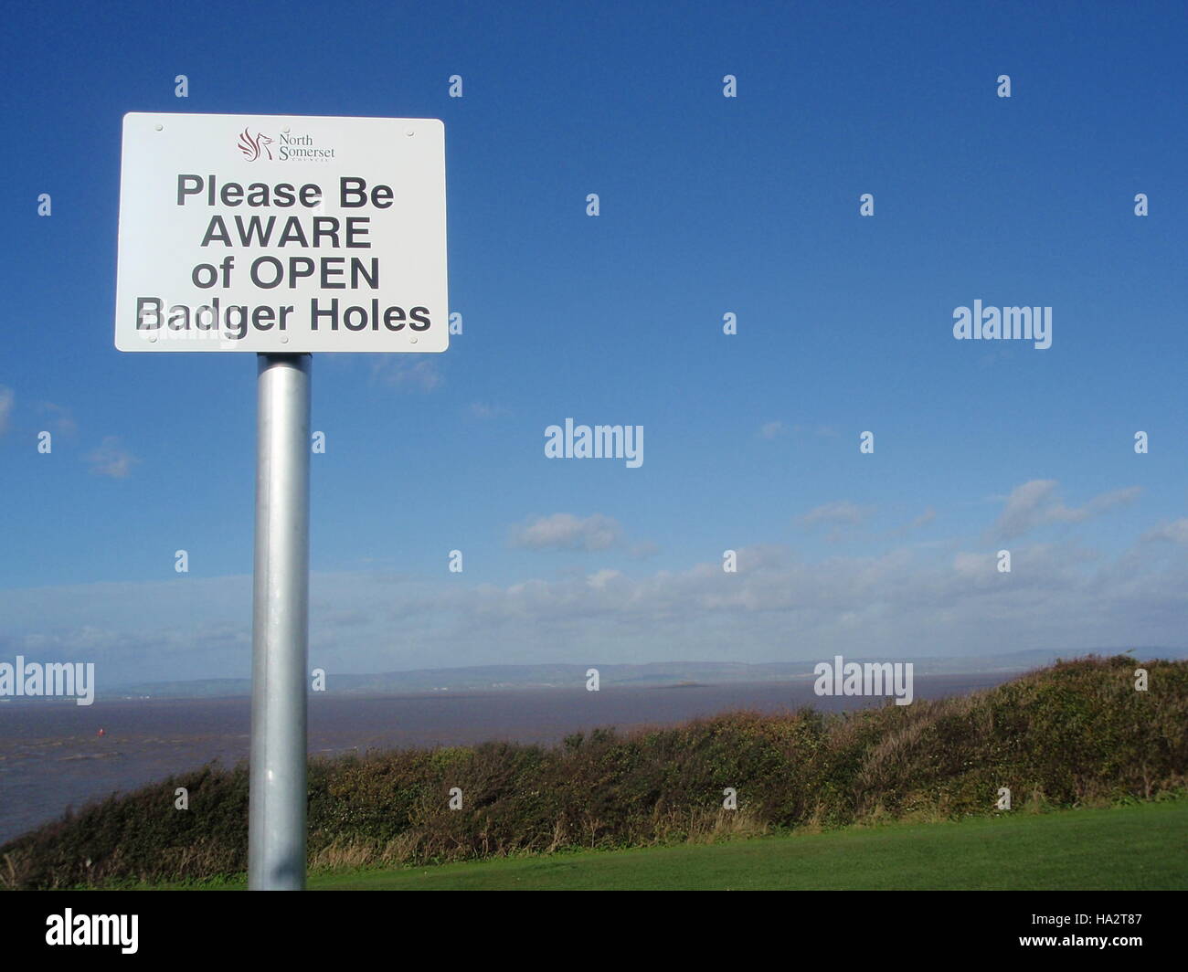 "Please Be Aware of Open Badger Holes" Sign, issued by North Somerset ...