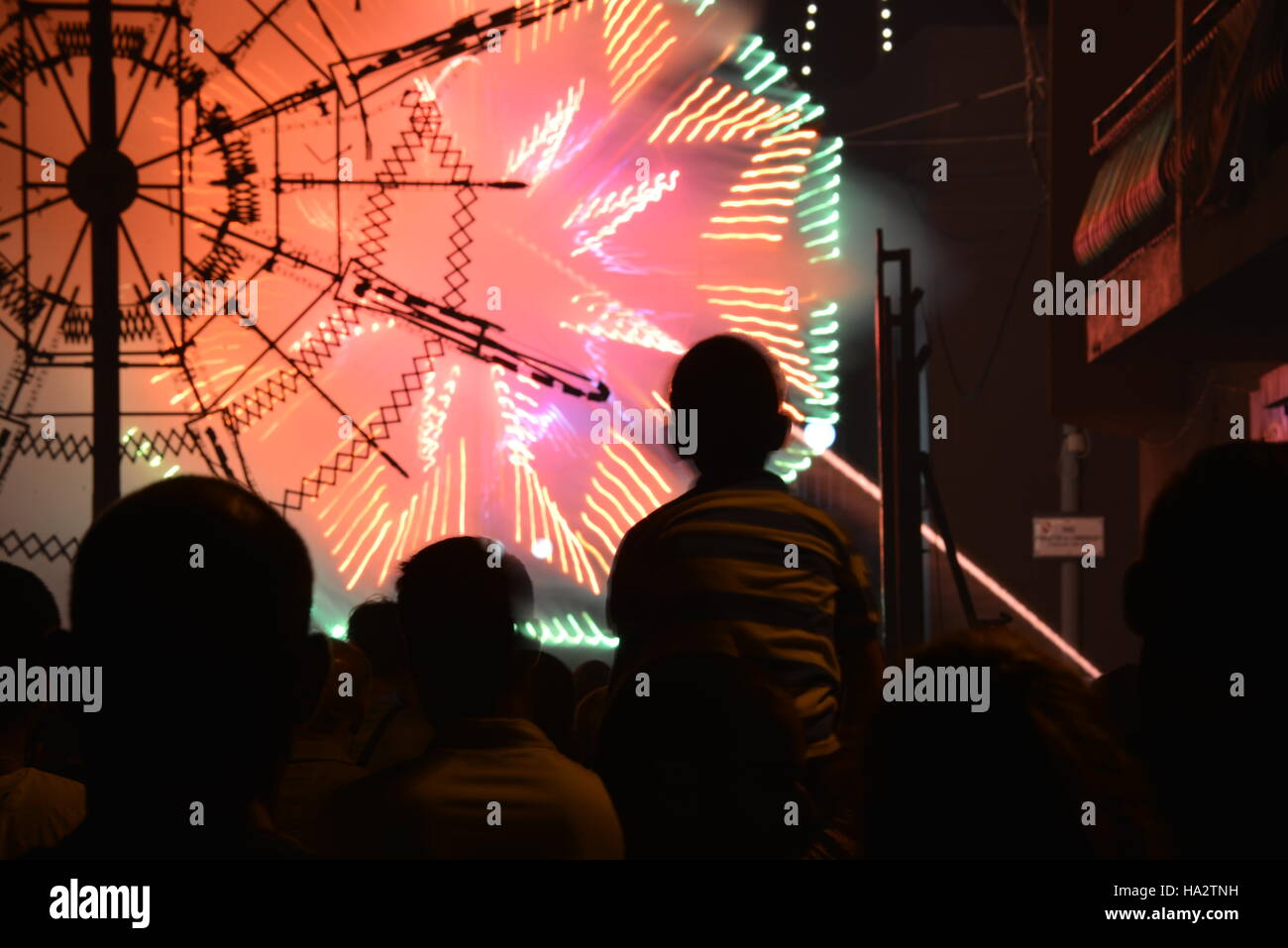 Catherine wheel ground firework display at the Mqabba village feast ...