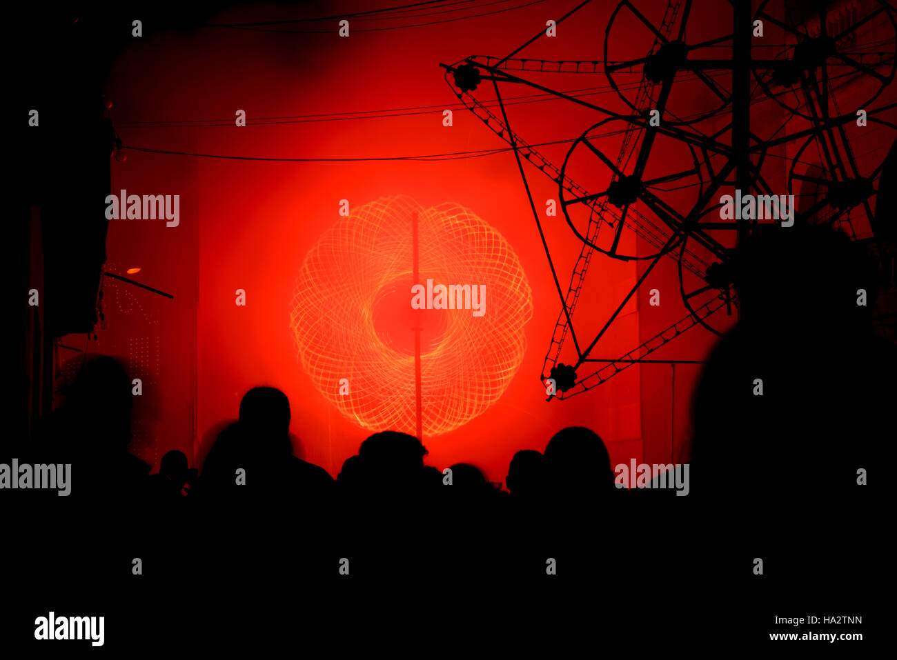 Catherine wheel ground firework display at the Mqabba village feast ...