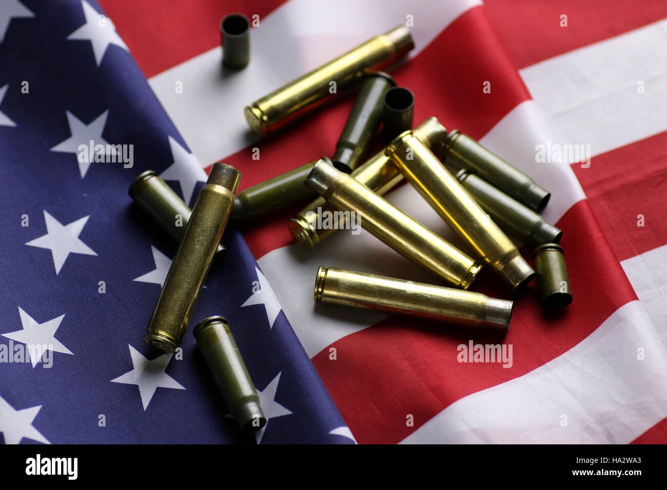 bullet on the USA flag Stock Photo - Alamy