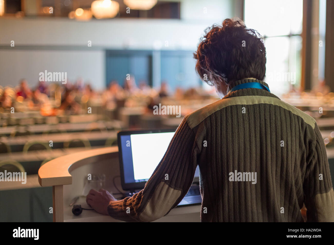 Public speaker giving talk at scientific conference Stock Photo - Alamy