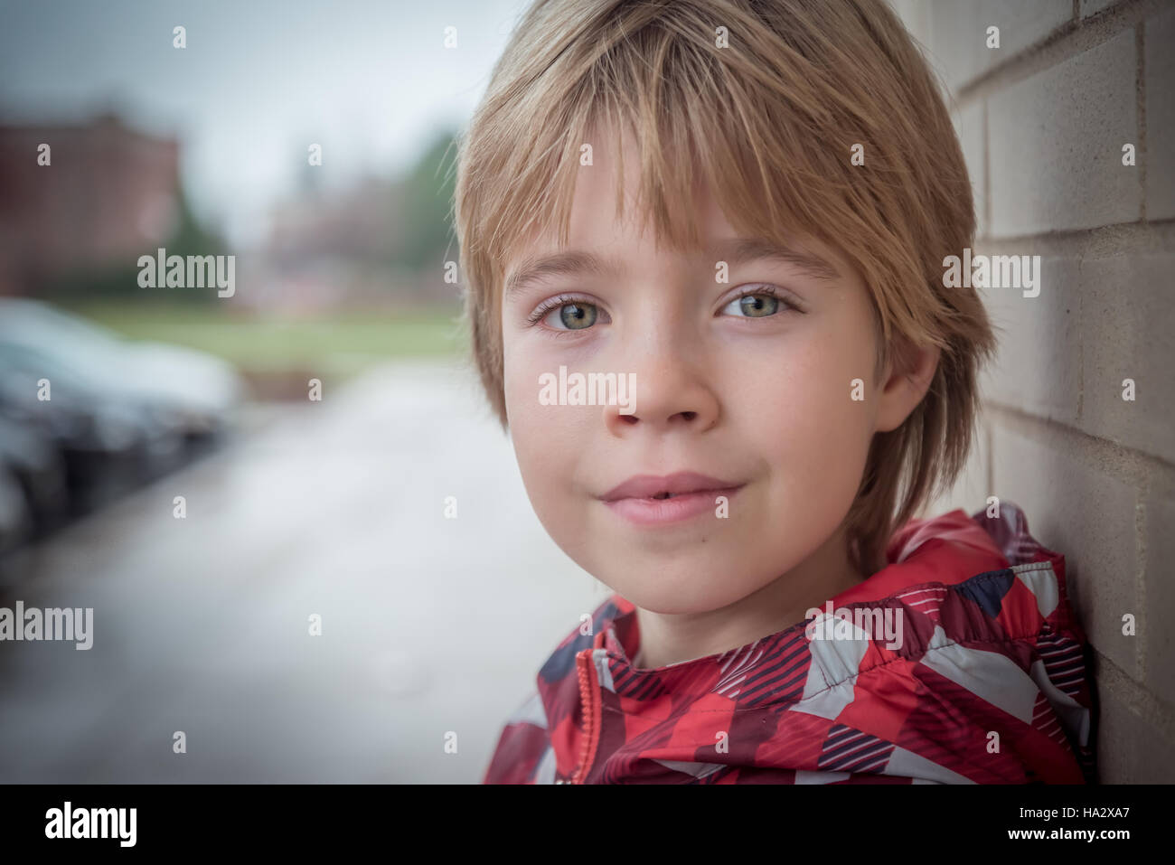 Outdoor portrait of a boy Stock Photo - Alamy